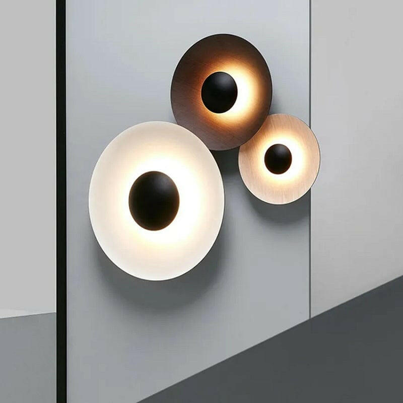 Kool - Nordic Style Wood Grain Round LED Wall Lamp | bright&plus