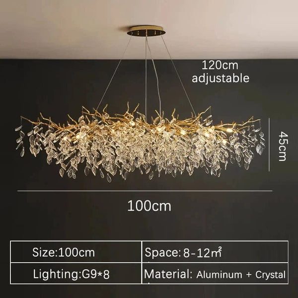 Large Modern Chandelier with Crystal Branches and Pendants | bright+