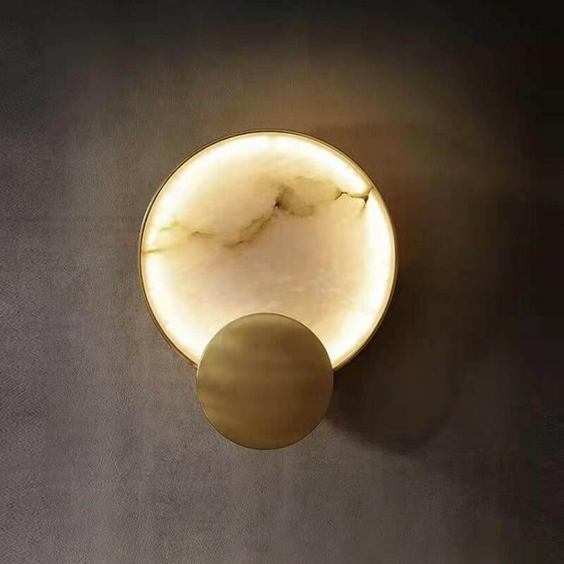 Nordic Round Marble LED Wall Lamp Modern Simple Brass | bright&plus