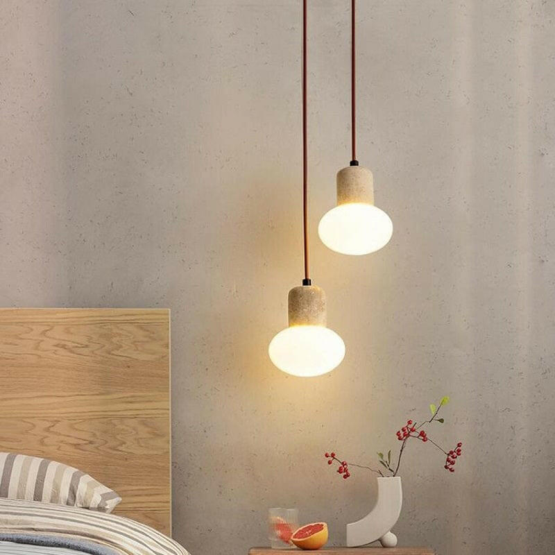 Reo - Japanese Style Travertine Pendant Lamp | bright&plus