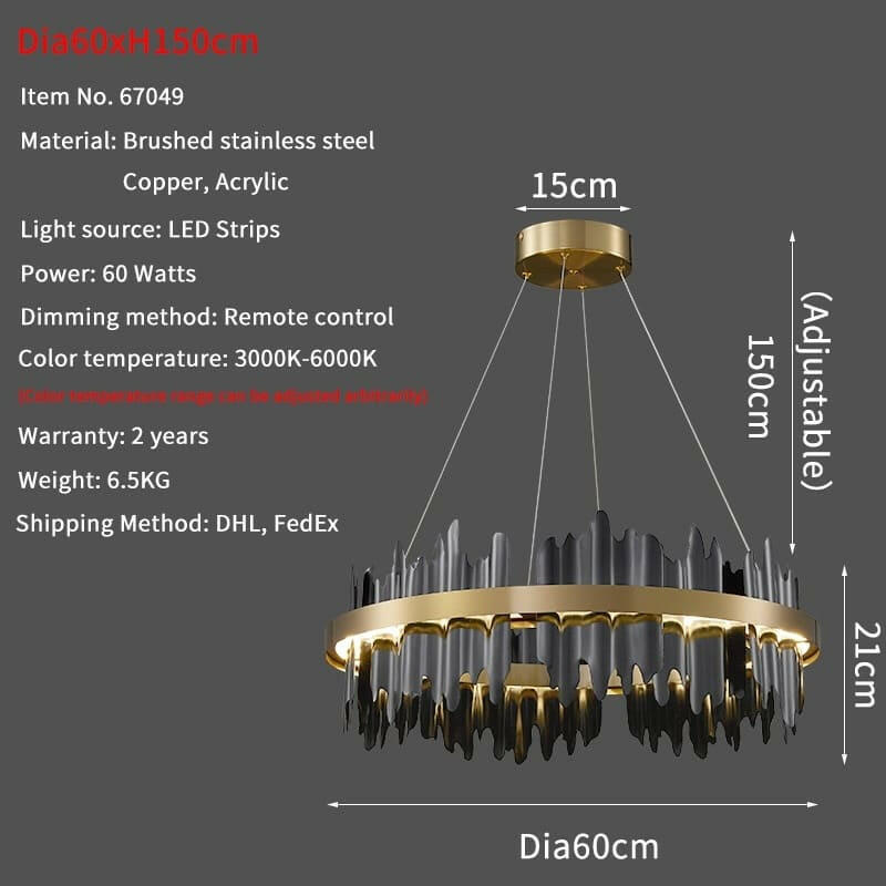 Rune Modern Creative Circle LED Chandelier - Polished Steel Finish