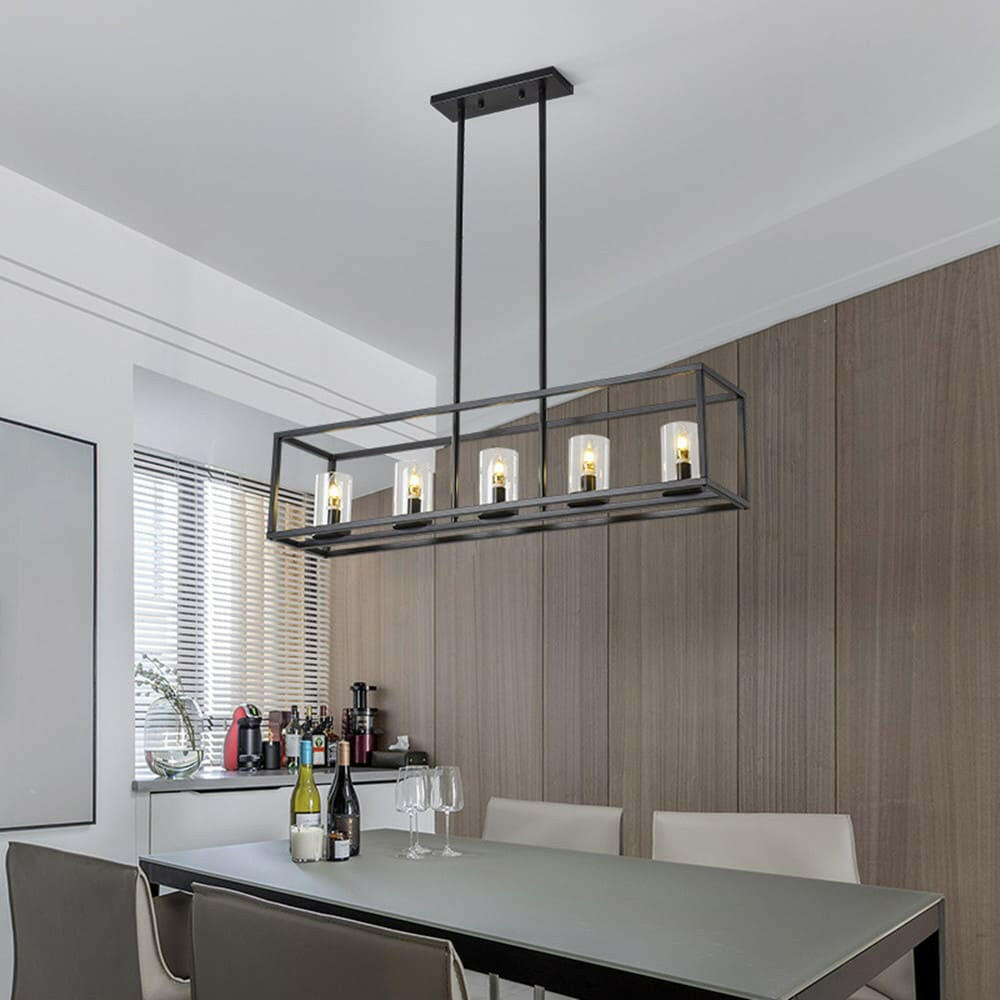Aslan 5-Light Linear Rectangular Pendant Light - Modern and Sleek Lighting