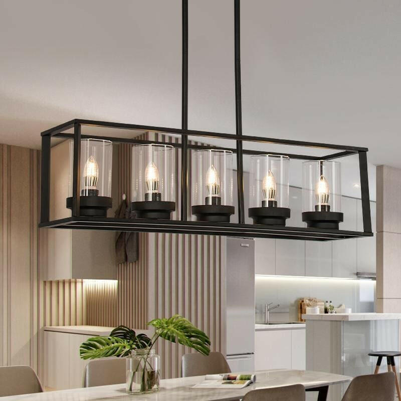 Aslan 5-Light Linear Rectangular Pendant Light - Modern and Sleek Lighting