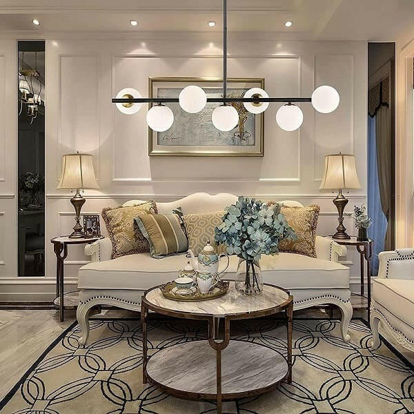 Basil - Glass Globe Chandelier | bright&plus