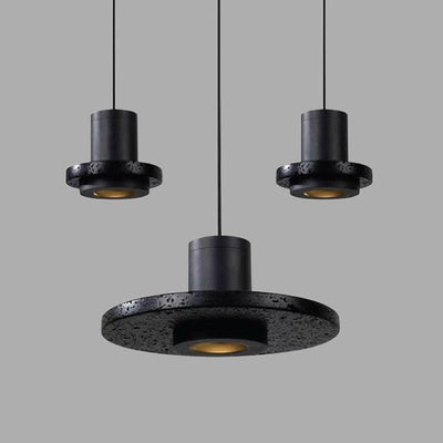 Black Volcanic Stone Pendant Light Minimalist | bright&plus