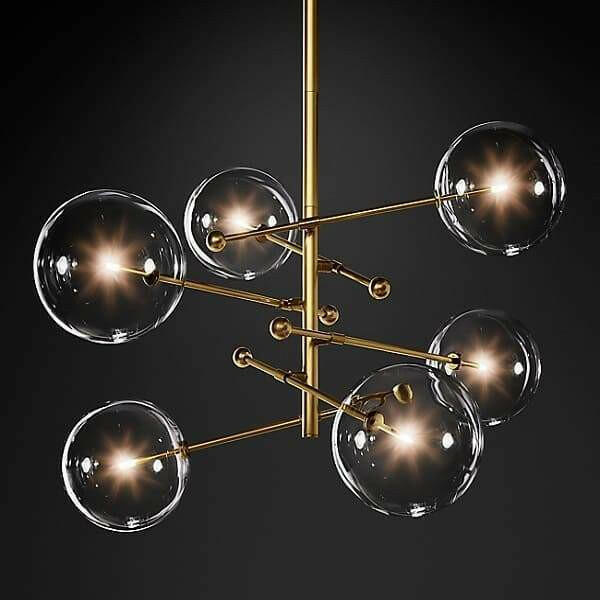 Modern Cluster Pendant Light with Glass Shades and LED Bulbs | 6 or 8 ...