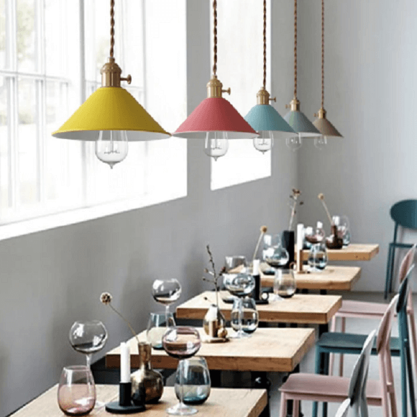 Pastel Coloured Cone Shade Industrial Pendant Light | bright & plus